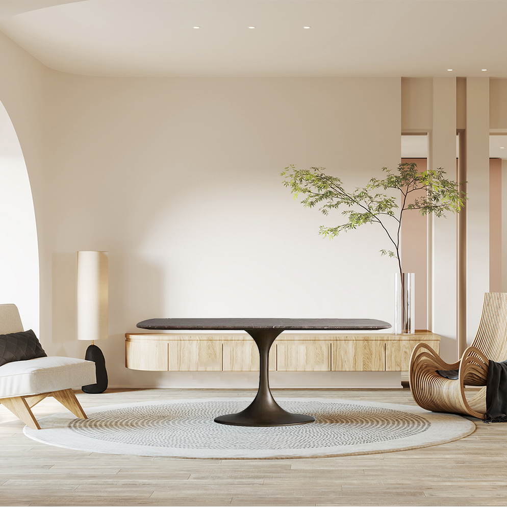 Saint Germain Stone Dining Table with Launette Base — Waldolfhome